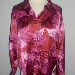 Bailey 44 | Tops | Bailey 44 Ms Size Large Dark Red Floral Print Silk ...